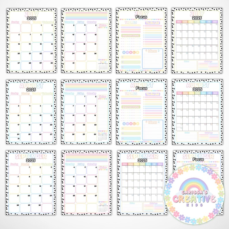 2025 Printable Monthly Calendar | Daycare Teacher Planner Binder ...