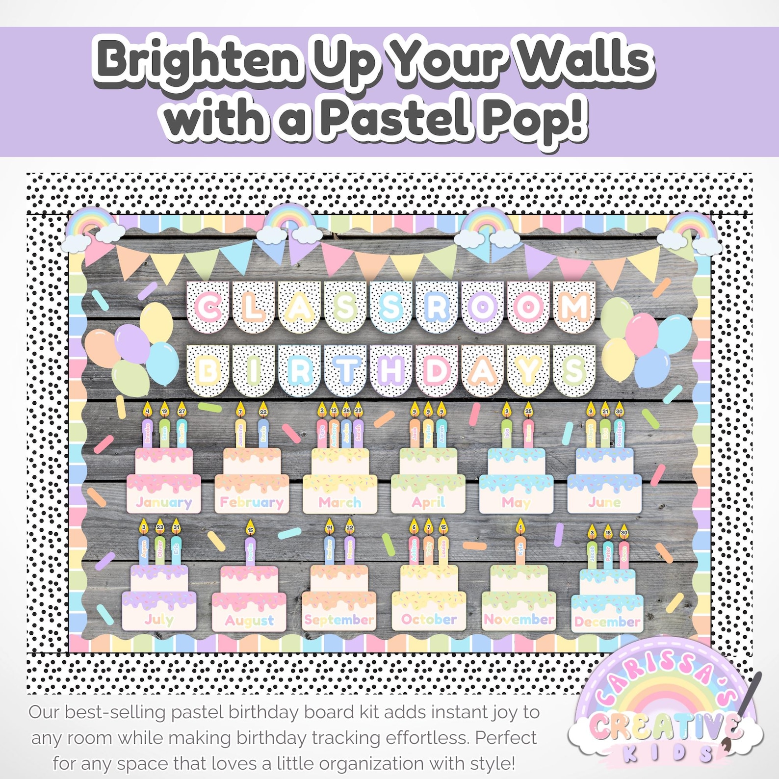 Printable Birthday Banner for Classroom & Daycare in Soft Pastels ...