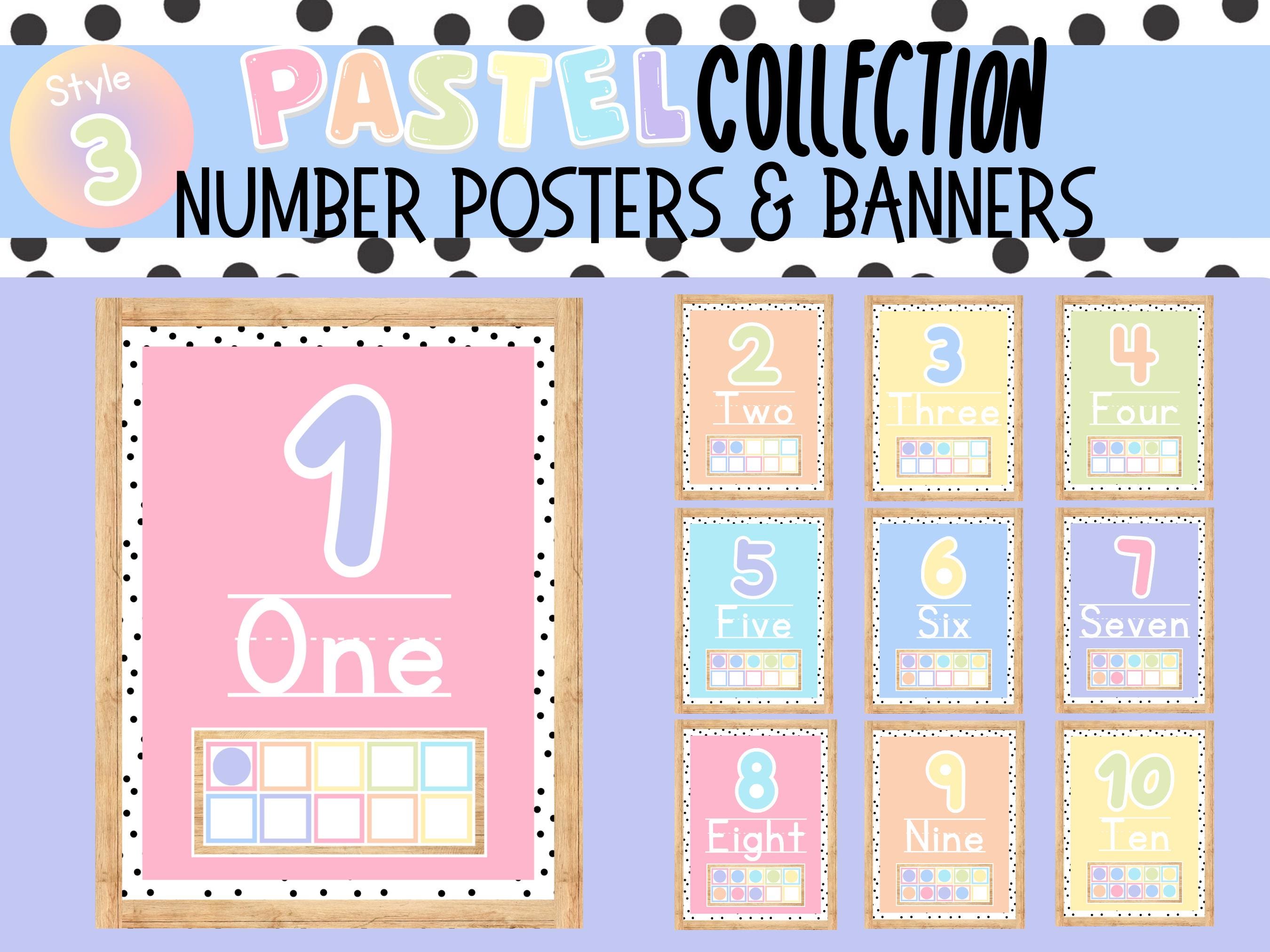 Pastel Rainbow Number Posters & Banners | Classroom Decor | Playroom ...