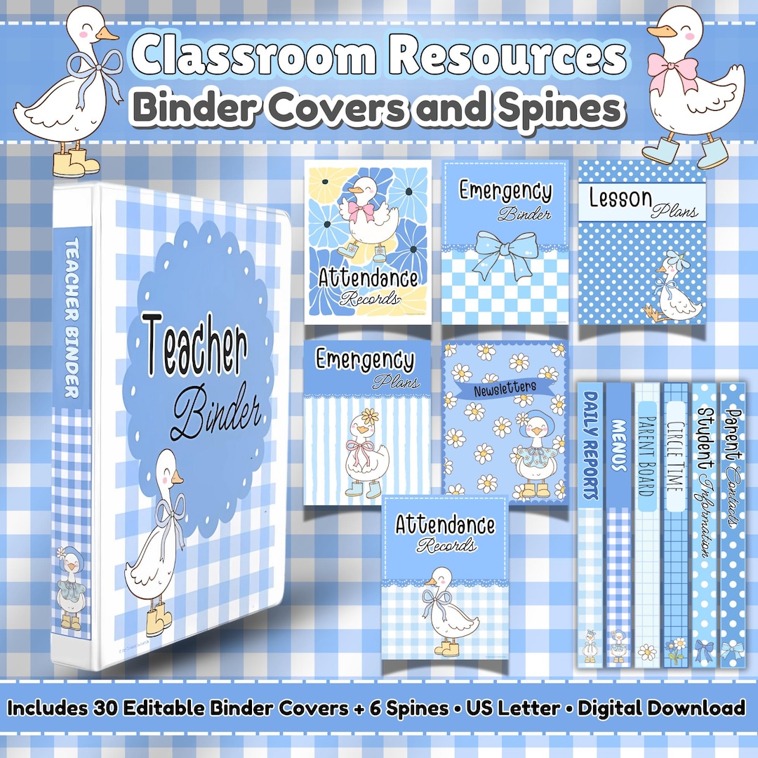 Editable Binder Covers and Spines | Silly Goose Classroom Decor Theme ...