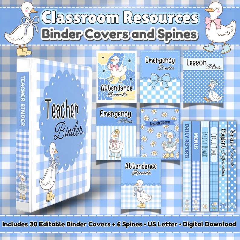 Editable Binder Covers and Spines | Silly Goose Classroom Decor Theme ...