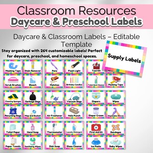 Printable Daycare Organization Labels | Preschool Classroom Labels ...