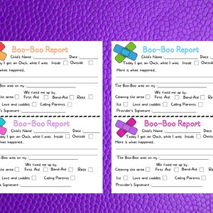 Boo Boo Report Ouch Report for Your Daycare - Etsy Israel