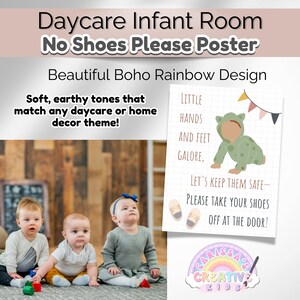 Daycare Infant Classroom Boho Entryway Printable No Shoes Poster ...