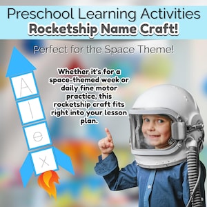 Rocketship Name Craft | Preschool Outer Space Theme | Large Group Craft ...