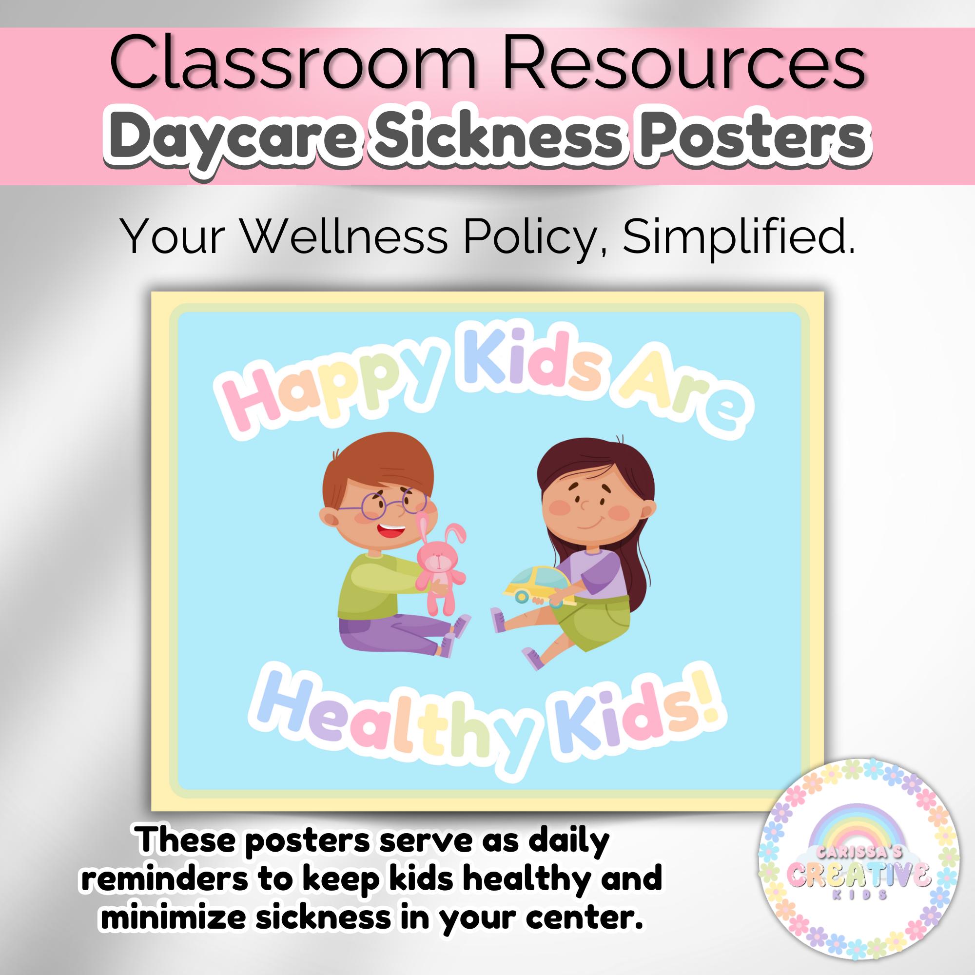 Daycare Sickness Posters | Sick Policy Posters to Help Keep Your Space ...