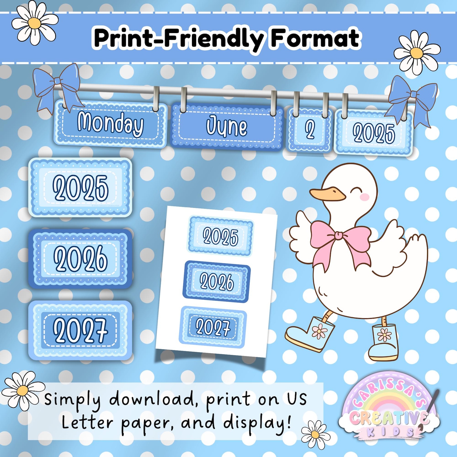 Editable Flip Calendar | Classroom Decor Silly Goose Theme | Daily Date ...