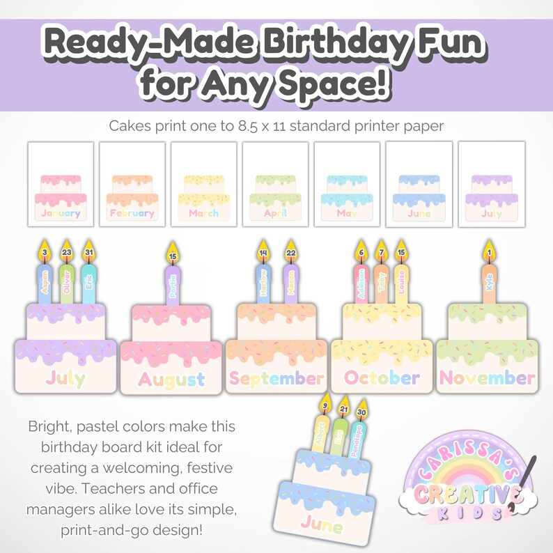 Printable Birthday Banner for Classroom & Daycare in Soft Pastels ...