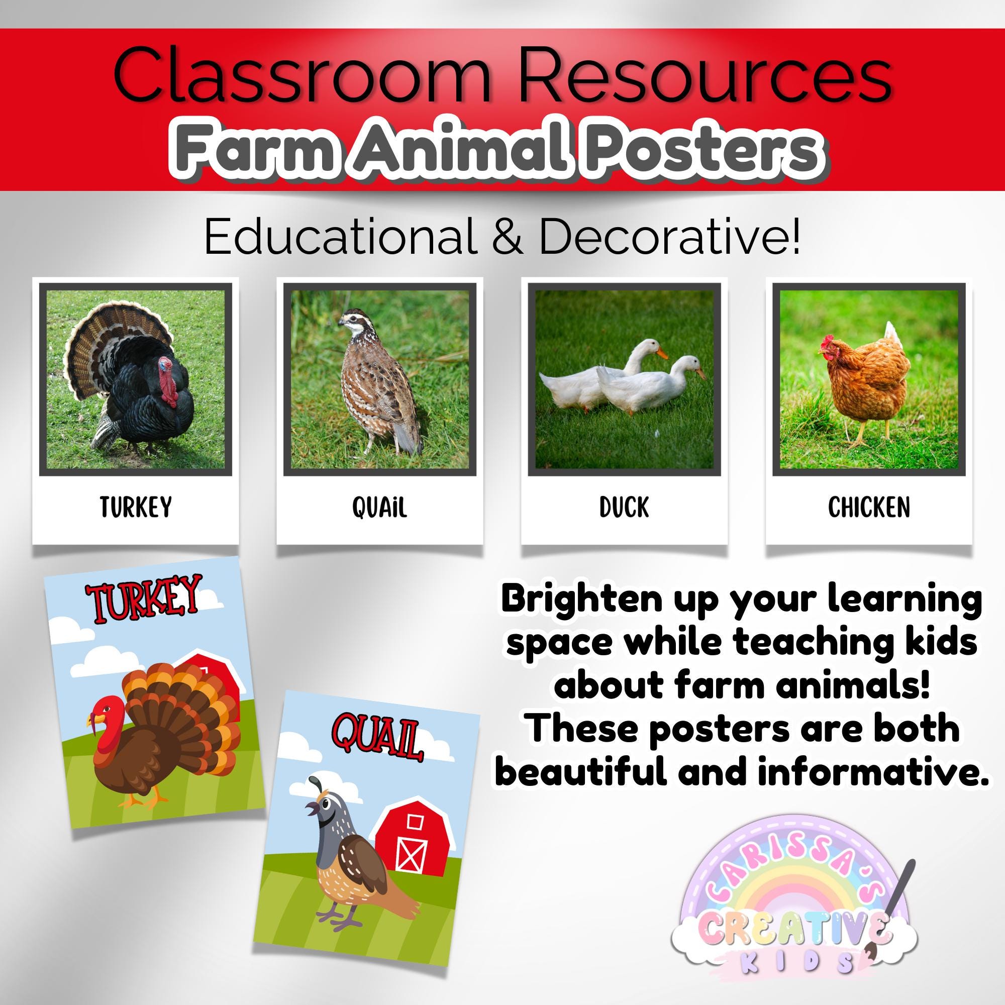Preschool Farm Animal Posters | Daycare Playroom Farming Posters ...