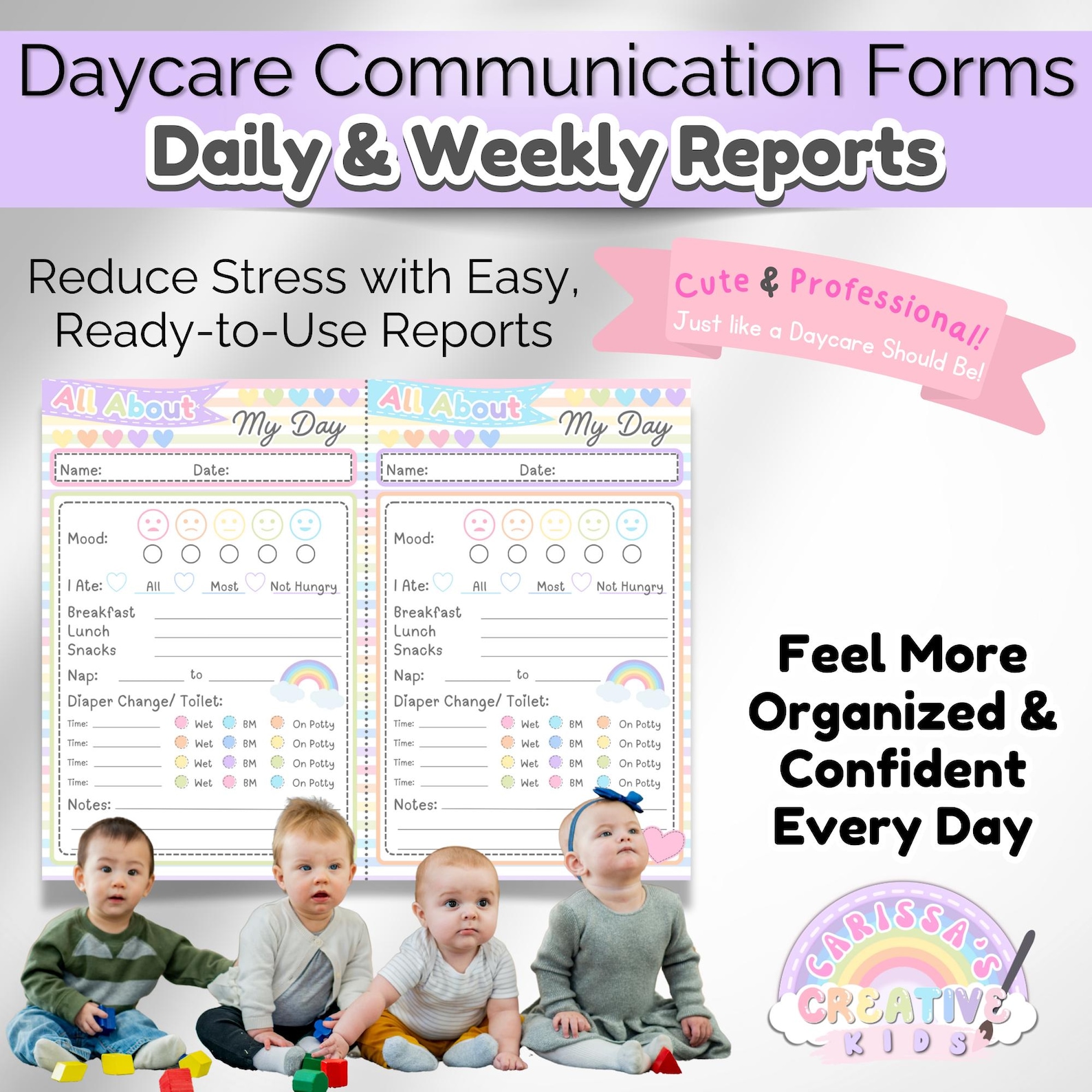 Daycare Daily Weekly Report Forms | Toddler Daily Report Daycare Log ...