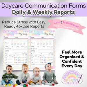Daycare Daily Weekly Report Forms | Toddler Daily Report Daycare Log ...