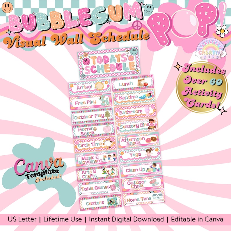 Preschool Classroom Visual Schedule Cards | Editable Template Daycare ...
