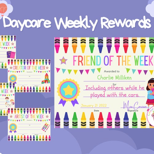 Daycare Weekly Award Daycare Award System Home Daycare or - Etsy