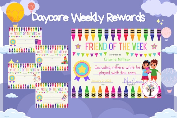 Daycare Weekly Award Daycare Award System Home Daycare or - Etsy