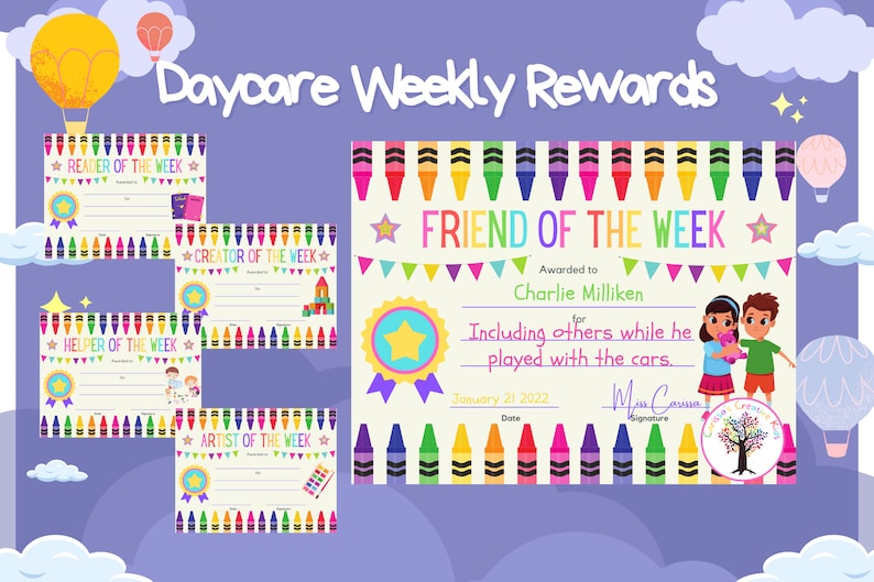 Daycare Weekly Award | Daycare Award System | Home Daycare or Daycare ...