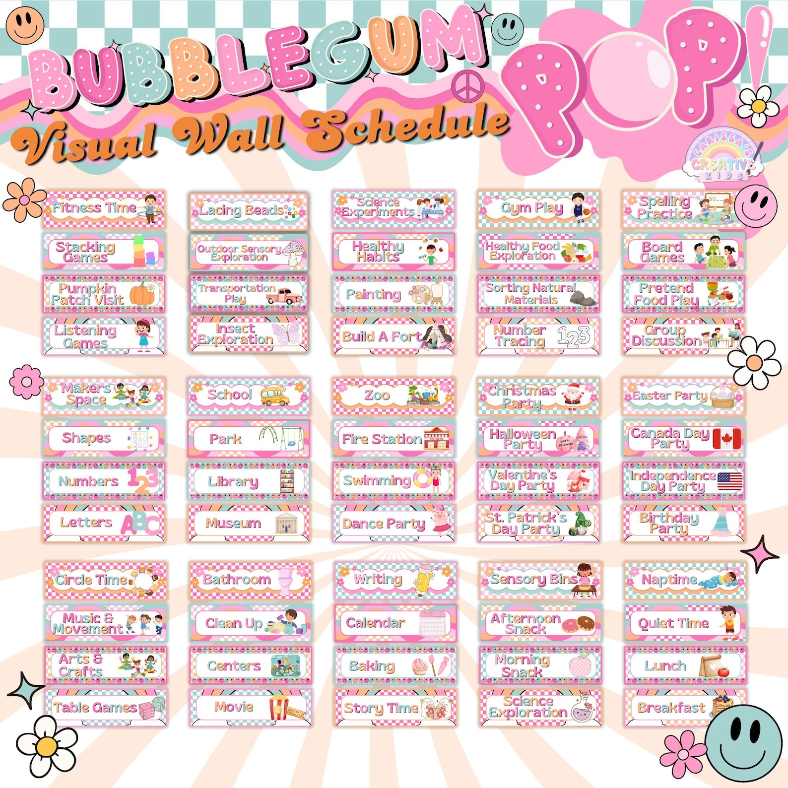 Preschool Classroom Visual Schedule Cards | Editable Template Daycare ...