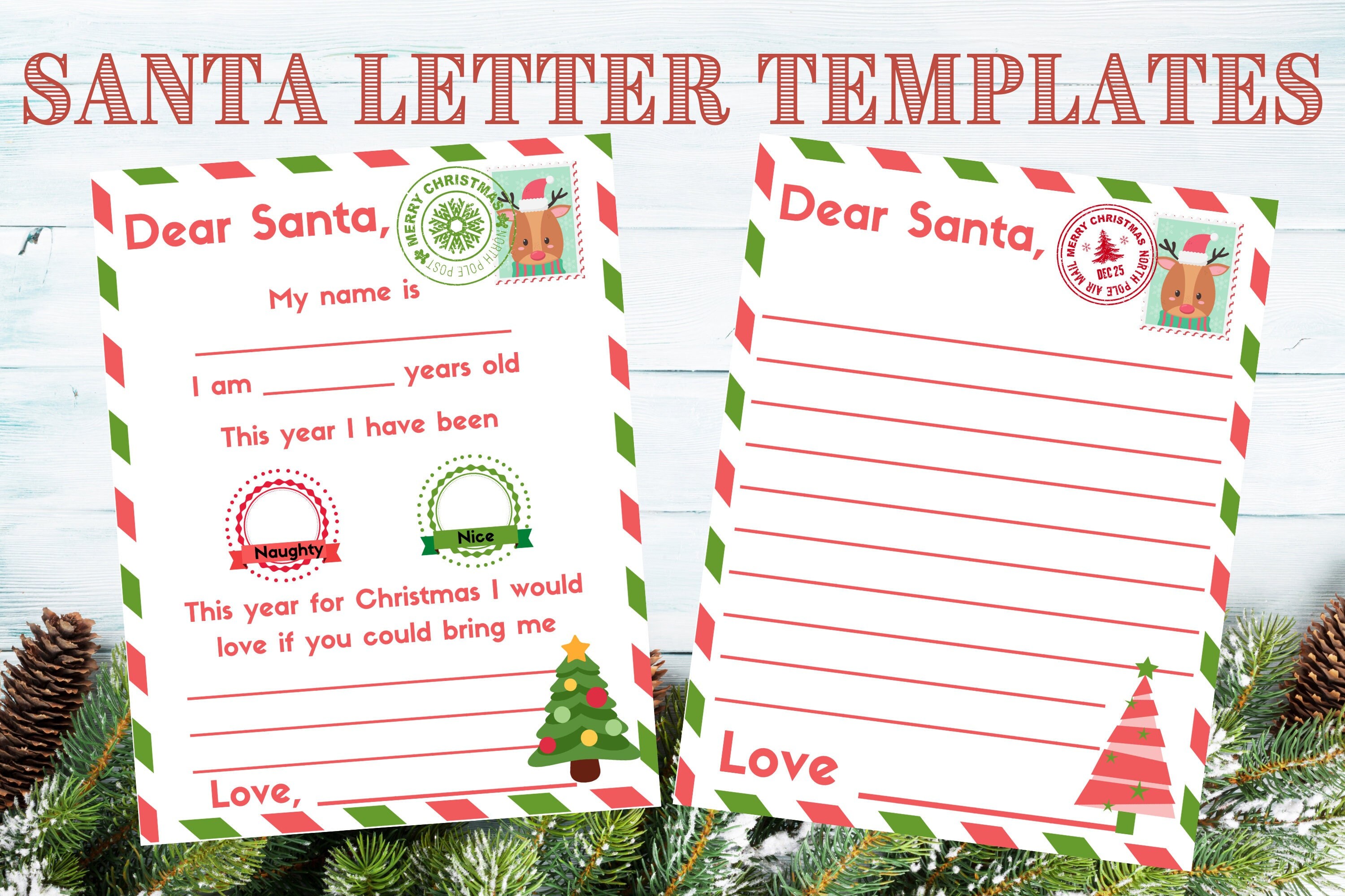 Printable Letter to Santa Claus, Dear Santa Letter Template, Santa ...