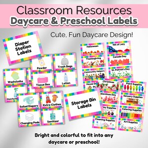 Printable Daycare Organization Labels | Preschool Classroom Labels ...