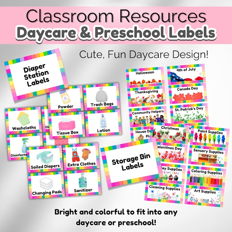 Printable Daycare Organization Labels | Preschool Classroom Labels ...