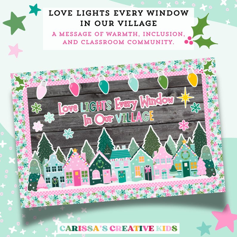 Christmas Village Bulletin Board Kit | Printable Classroom Decor ...