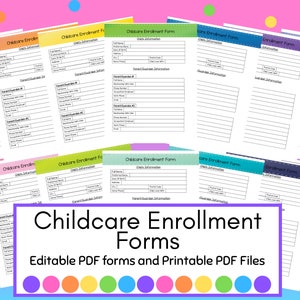 Childcare Enrollment Forms Day Care Daycare Home Daycare - Etsy