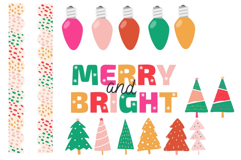 Merry and Bright Christmas Classroom Bulletin Board Bulletin - Etsy