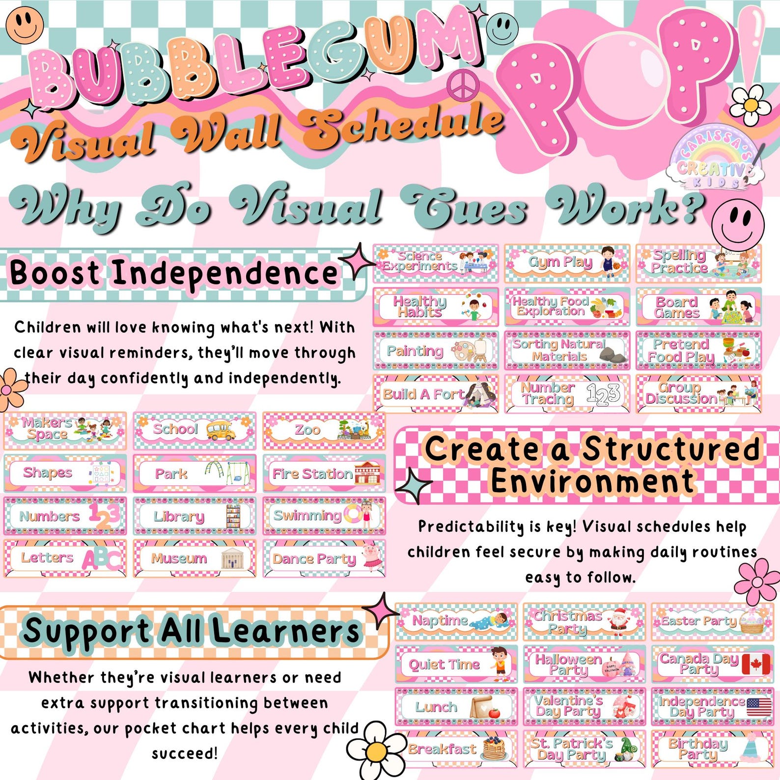 Preschool Classroom Visual Schedule Cards | Editable Template Daycare ...