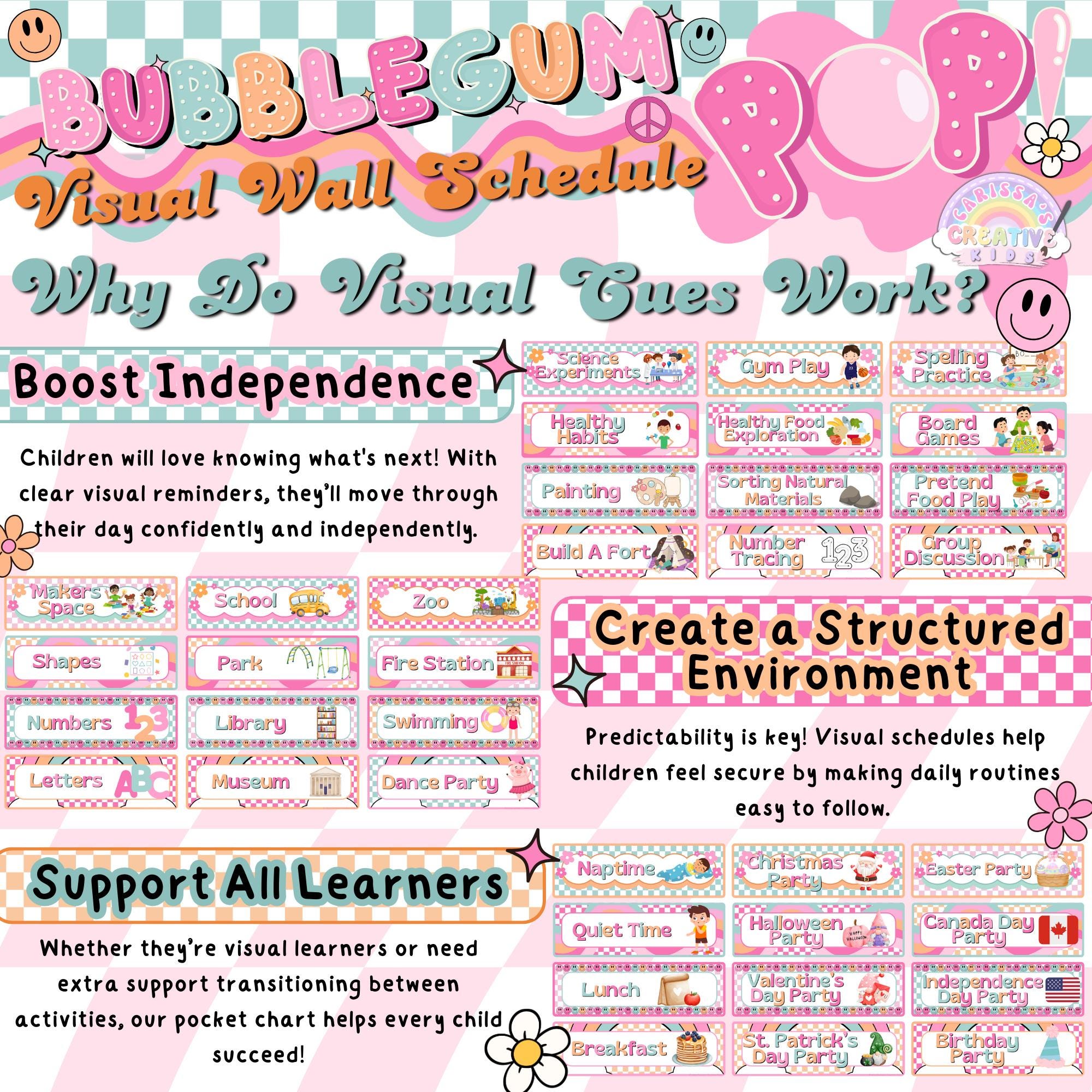 Preschool Classroom Visual Schedule Cards | Editable Template Daycare ...
