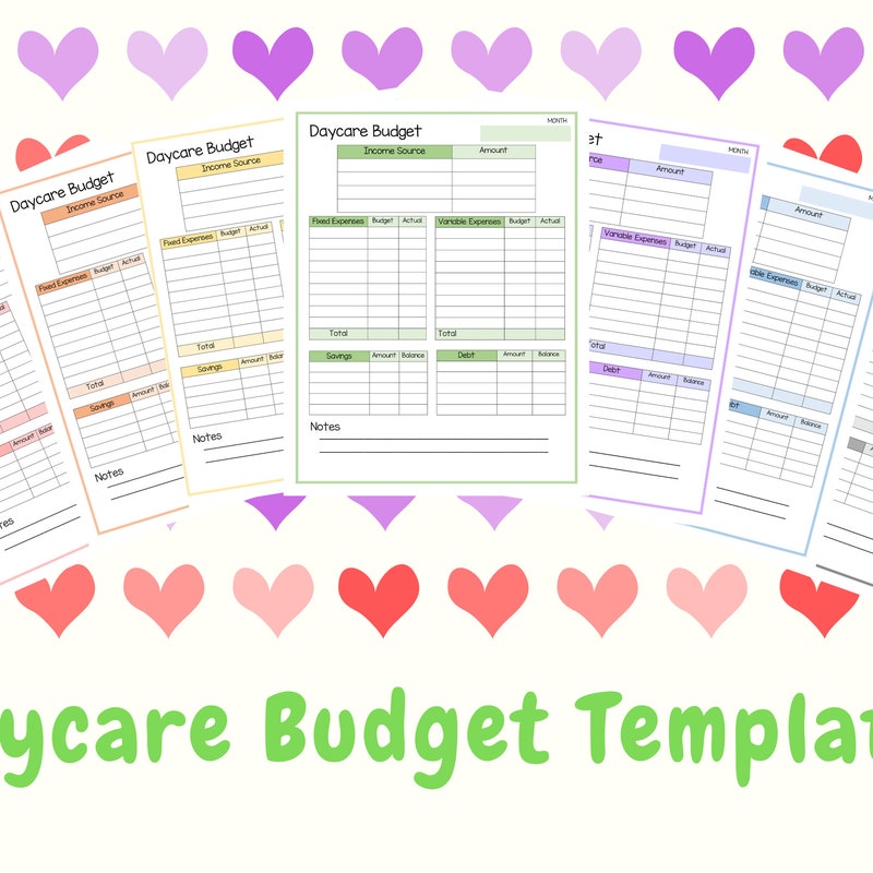 Daycare Budget Template - Etsy