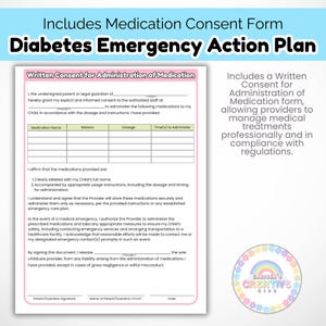 Daycare Forms- Diabetes Emergency Action Plan & Written Consent Form ...