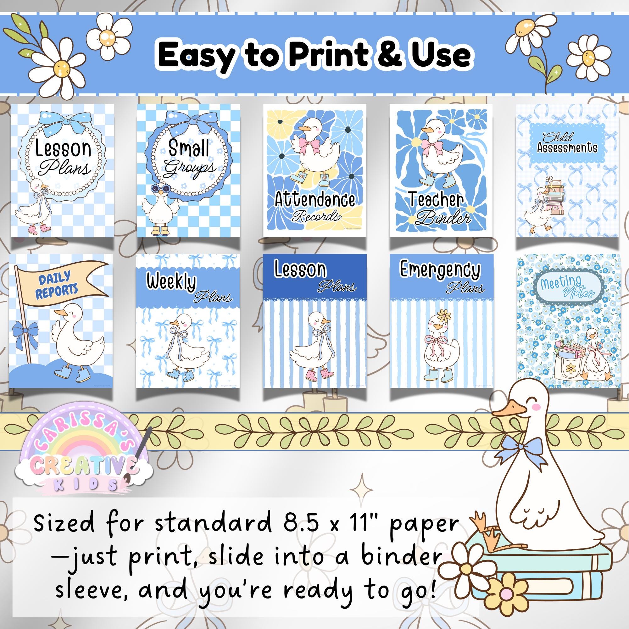 Editable Binder Covers and Spines | Silly Goose Classroom Decor Theme ...