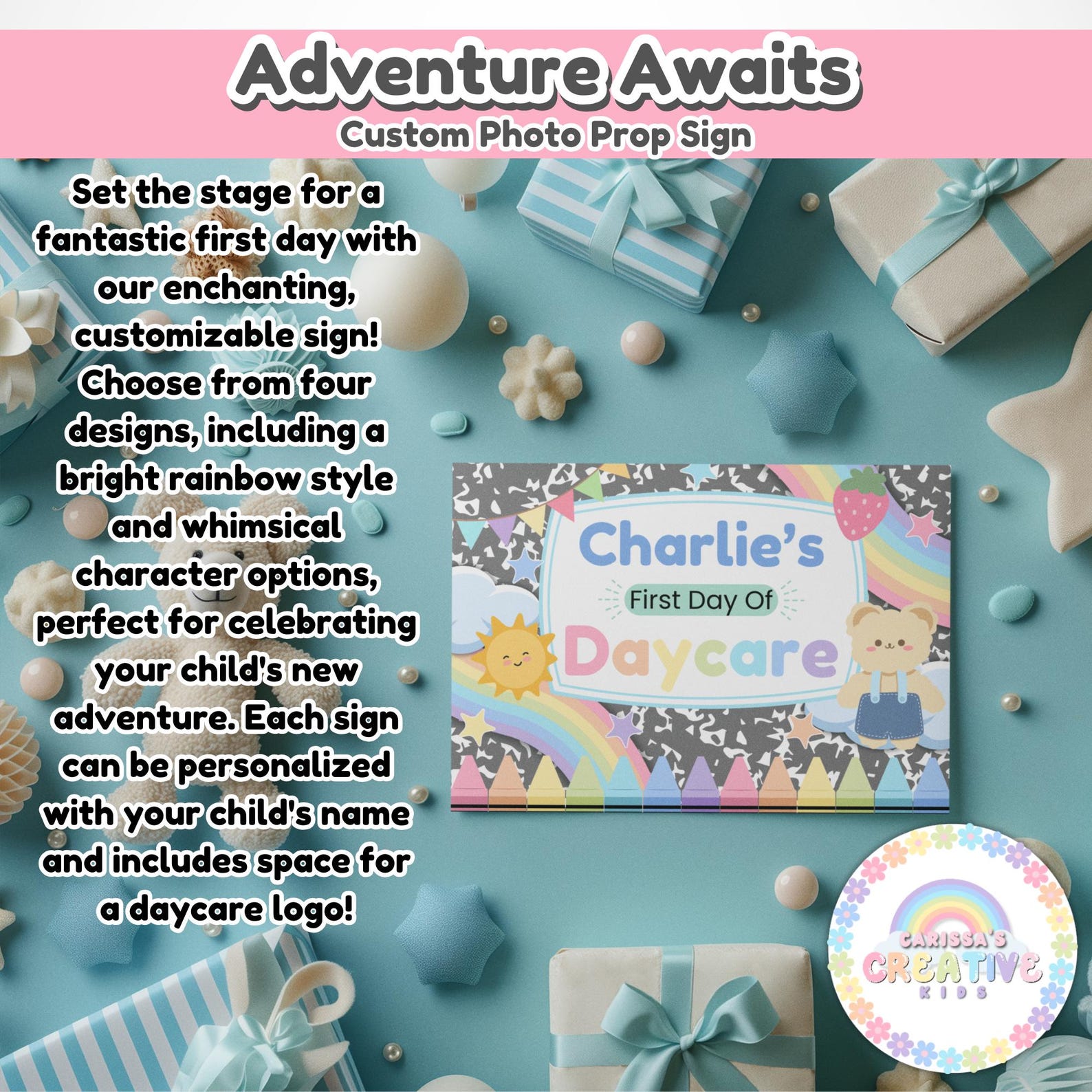 Editable First Day of Daycare Sign Template, Personalized Back to ...