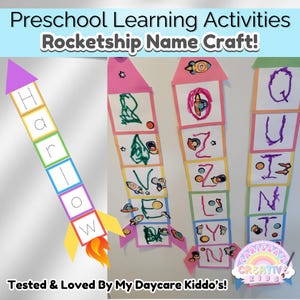 Rocketship Name Craft | Preschool Outer Space Theme | Large Group Craft ...