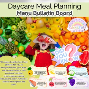 Daycare Menu Template Bulletin Board Kit | Pre K School Morning Lunch ...