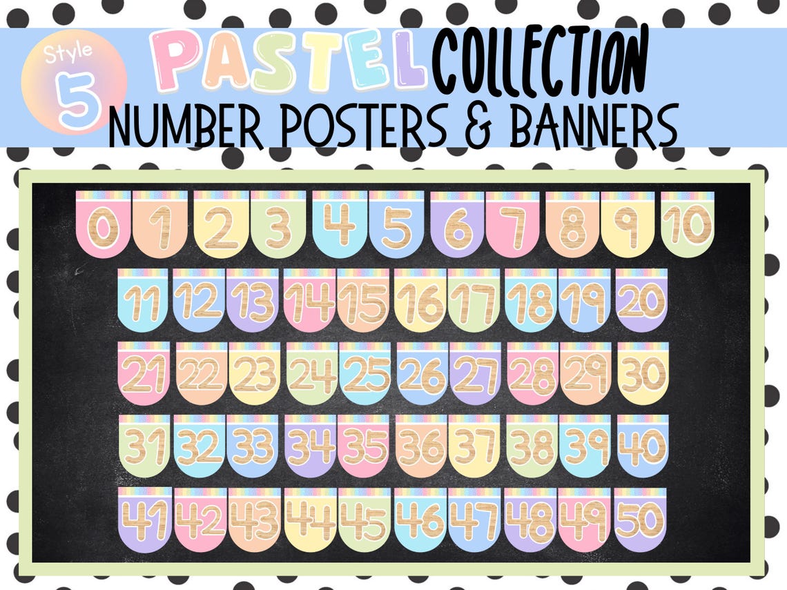 Pastel Rainbow Number Posters & Banners | Classroom Decor | Playroom ...