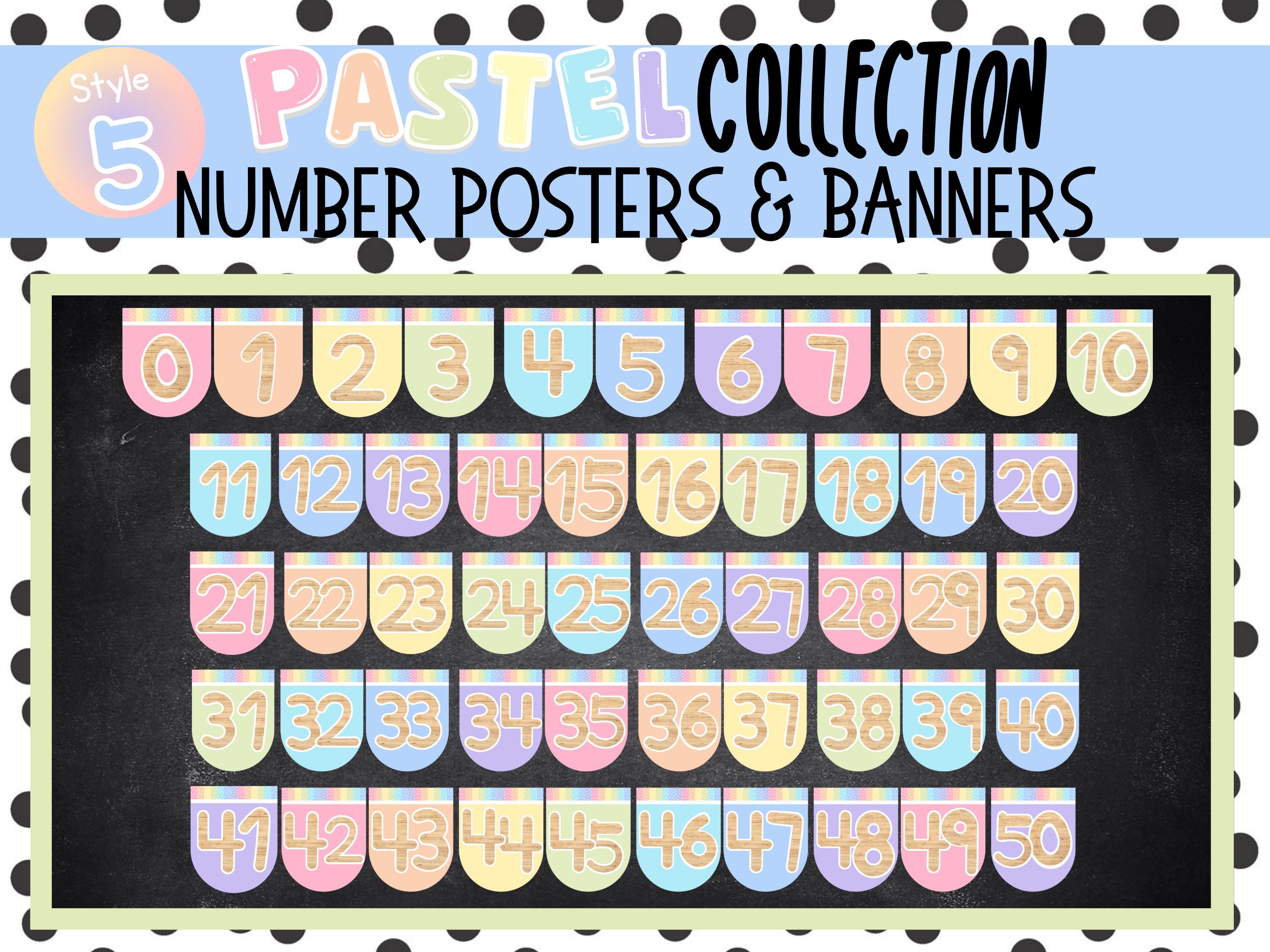 Pastel Rainbow Number Posters & Banners | Classroom Decor | Playroom ...