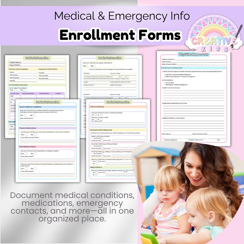 Daycare Forms Enrollment Forms Template | Childcare Forms Bundle ...