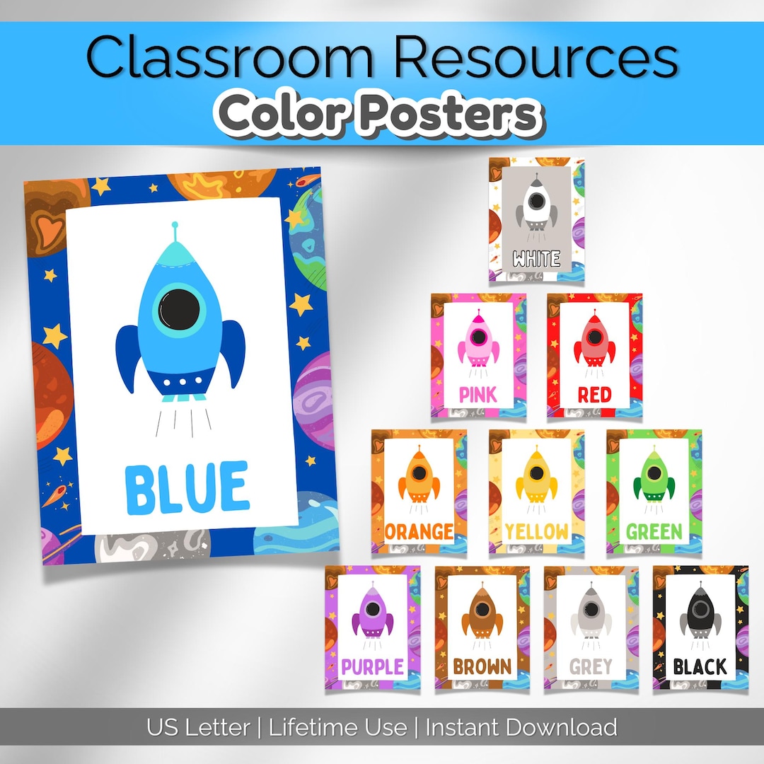 Outer Space Color Posters Classroom Decor | Preschool Daycare Posters ...