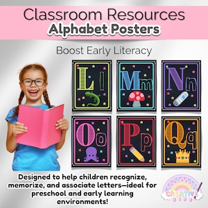 Rainbow Alphabet Posters Preschool Classroom Decor | Alphabet Playroom ...