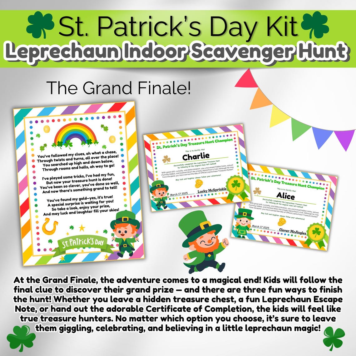 St Patricks Day Leprechaun Scavenger Hunt | Kids Saint Patricks Party ...