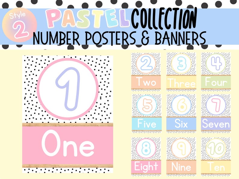 Pastel Rainbow Number Posters & Banners | Classroom Decor | Playroom ...