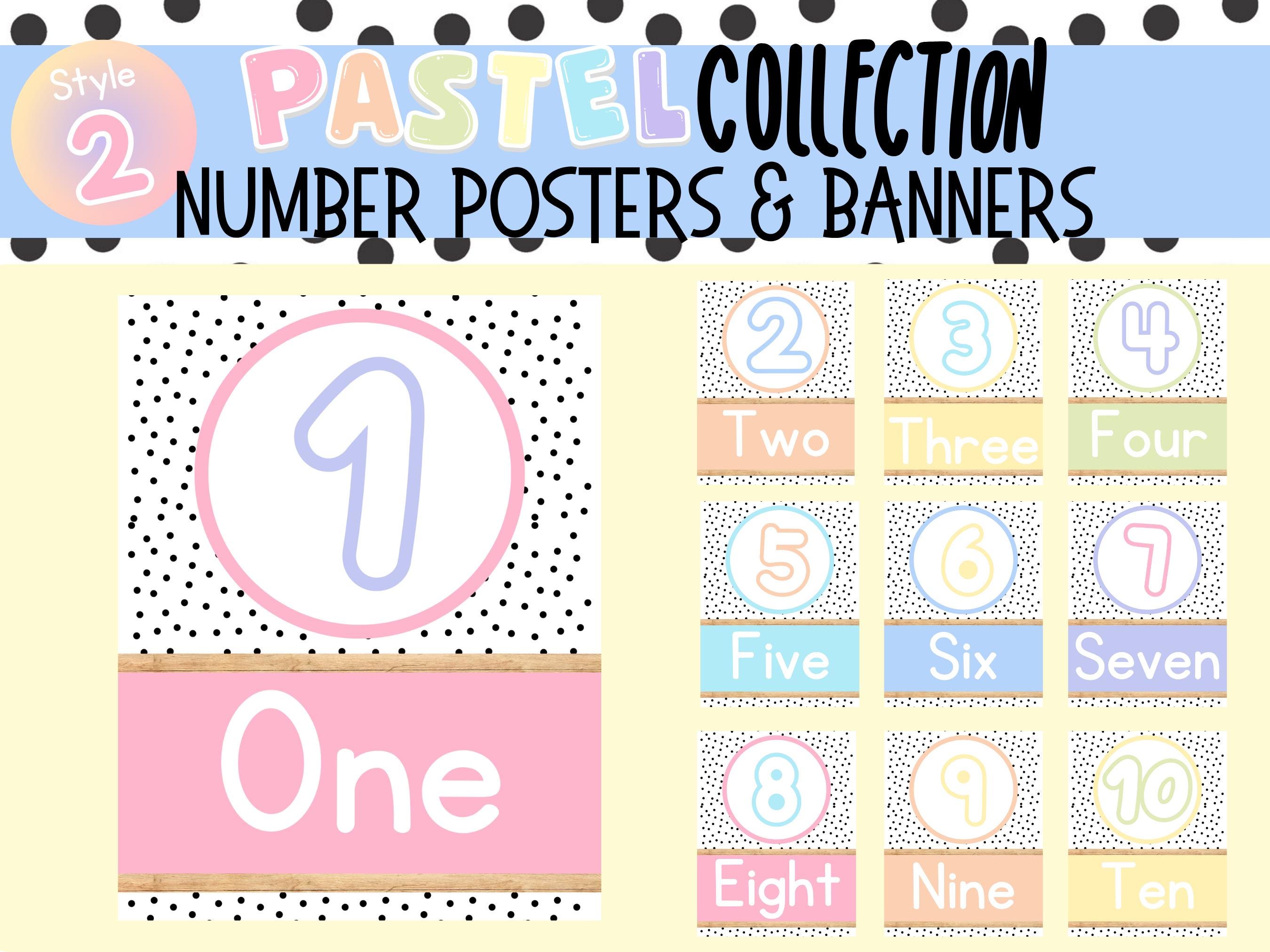 Pastel Rainbow Number Posters & Banners | Classroom Decor | Playroom ...