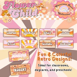 Retro License Plate Classroom Student Name Tags Editable Template | 14 ...