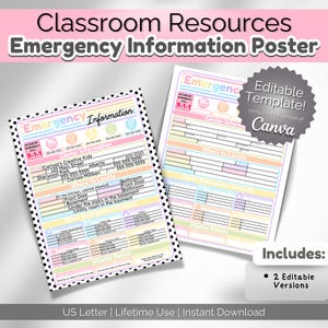 Emergency Information Poster | Home Daycare, Daycare Center, Childcare ...