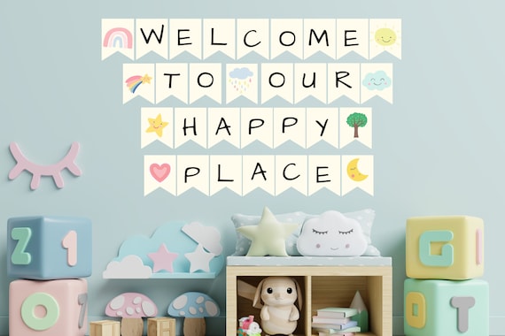 Daycare Nursery Printable Banner Welcome to Our Happy Place | Etsy
