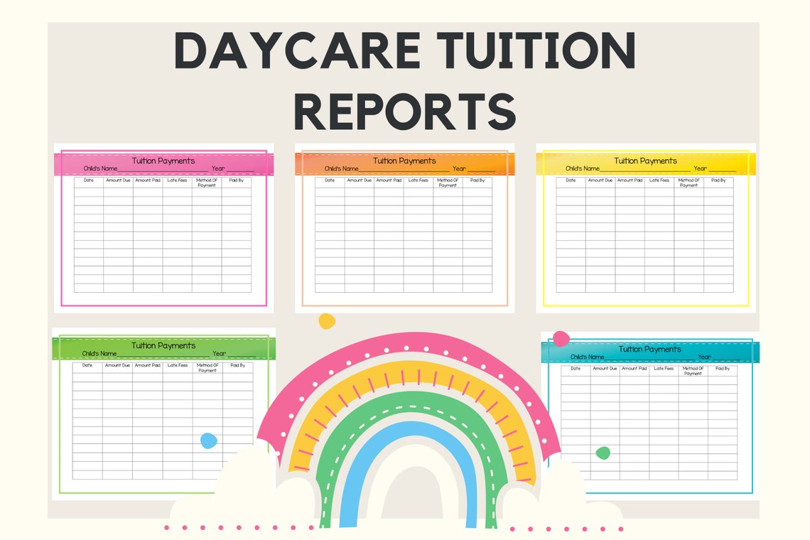 Daycare Tuition Reports 14 Color-coded Reports | Etsy