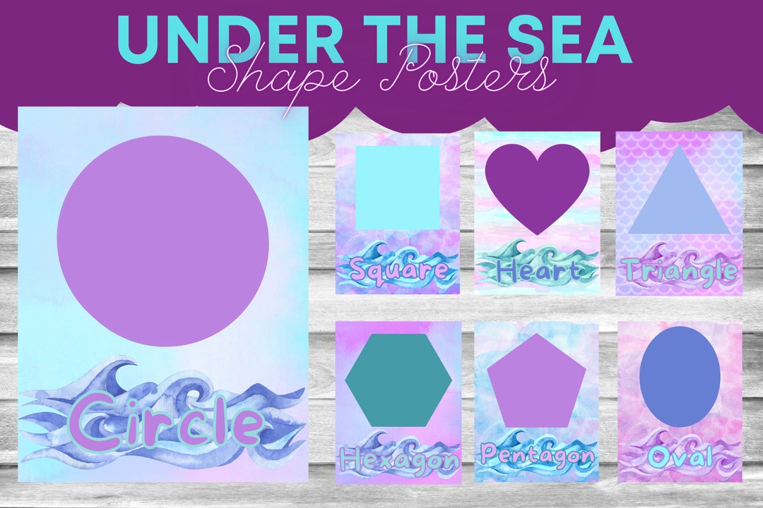Under the Sea Watercolor Shape Posters Preschool or Daycare Playroom ...