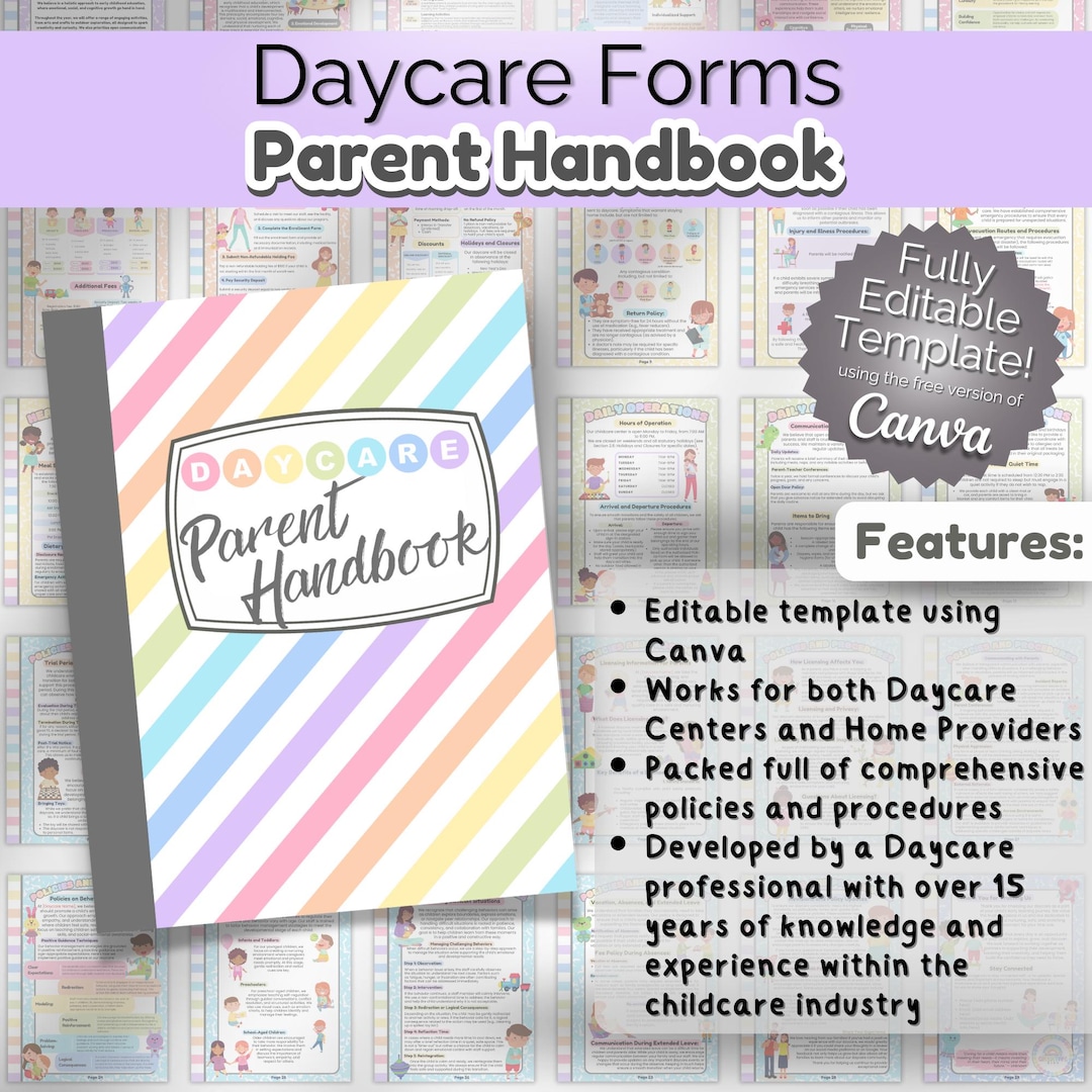 Daycare Forms- Editable Parent Handbook Template | Childcare Policies ...