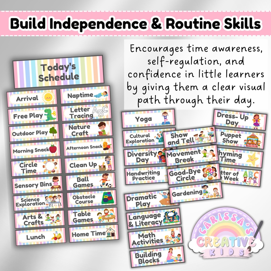 Printable Daily Schedule Cards for Daycares, Preschools & Childcare ...