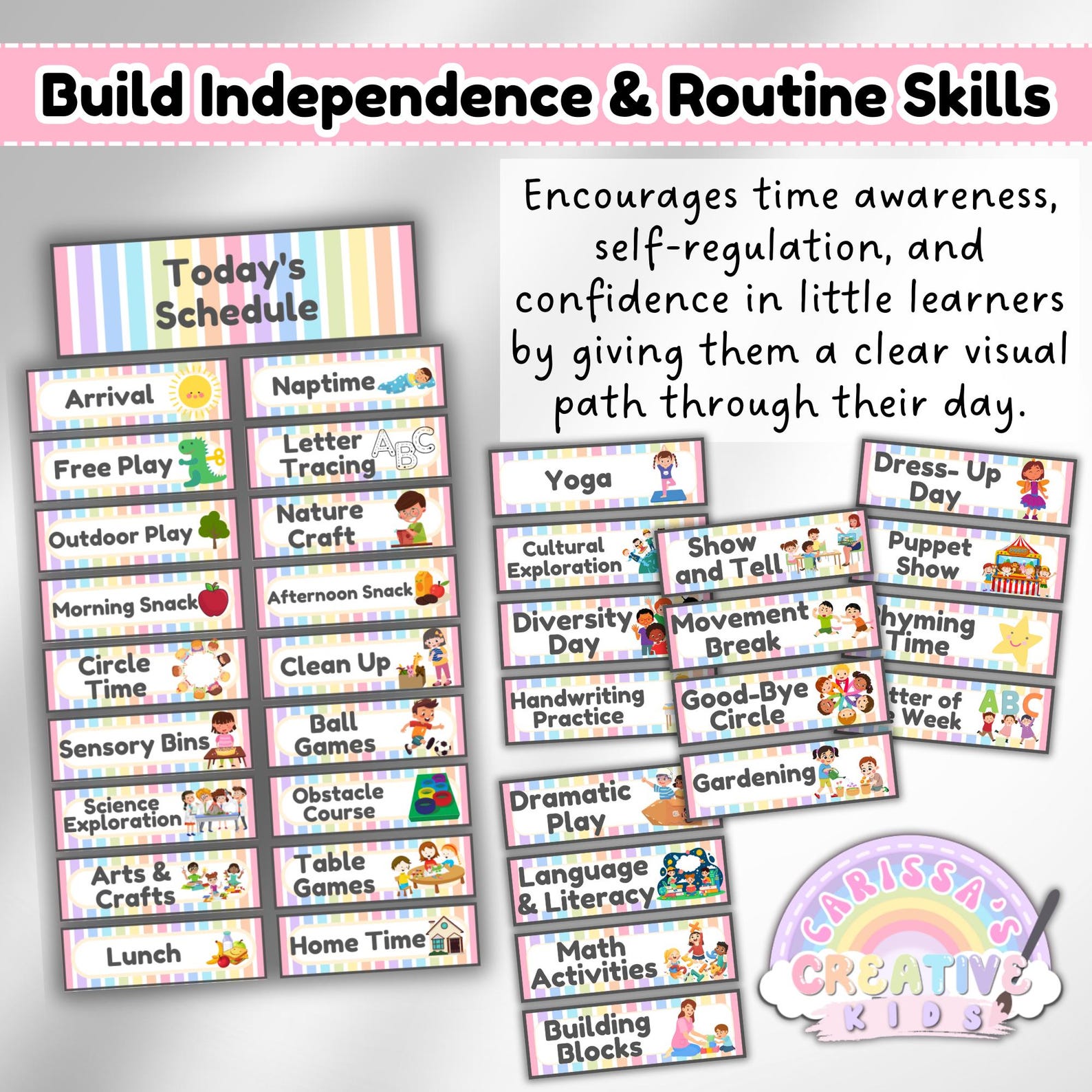 Printable Daily Schedule Cards for Daycares, Preschools & Childcare ...